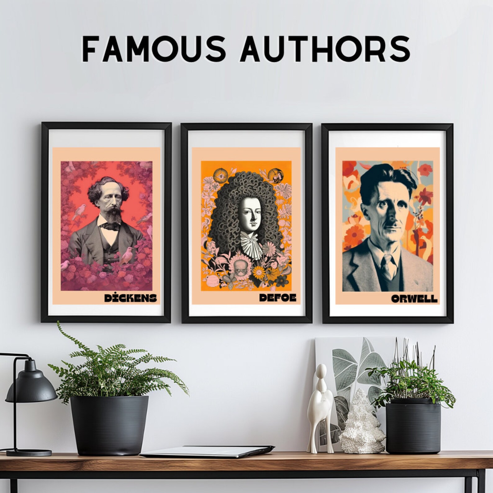 Authors Poster Collage Set of 6,famous English Author Posters, Writer ...