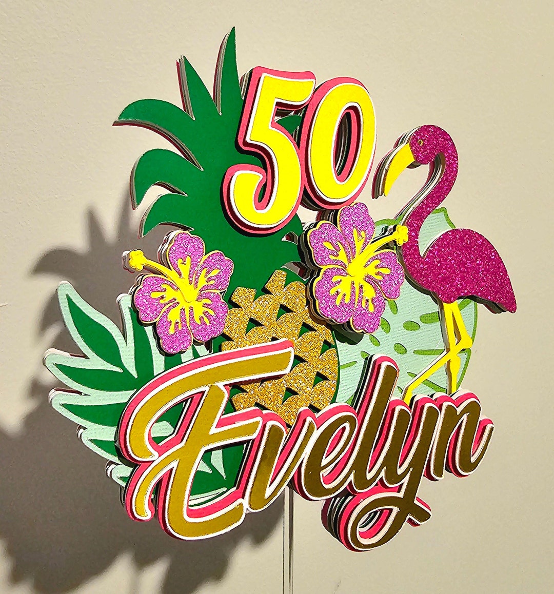 Huwaii Theme Cake Topper Summer Theme Cake Topper Flemingo - Etsy