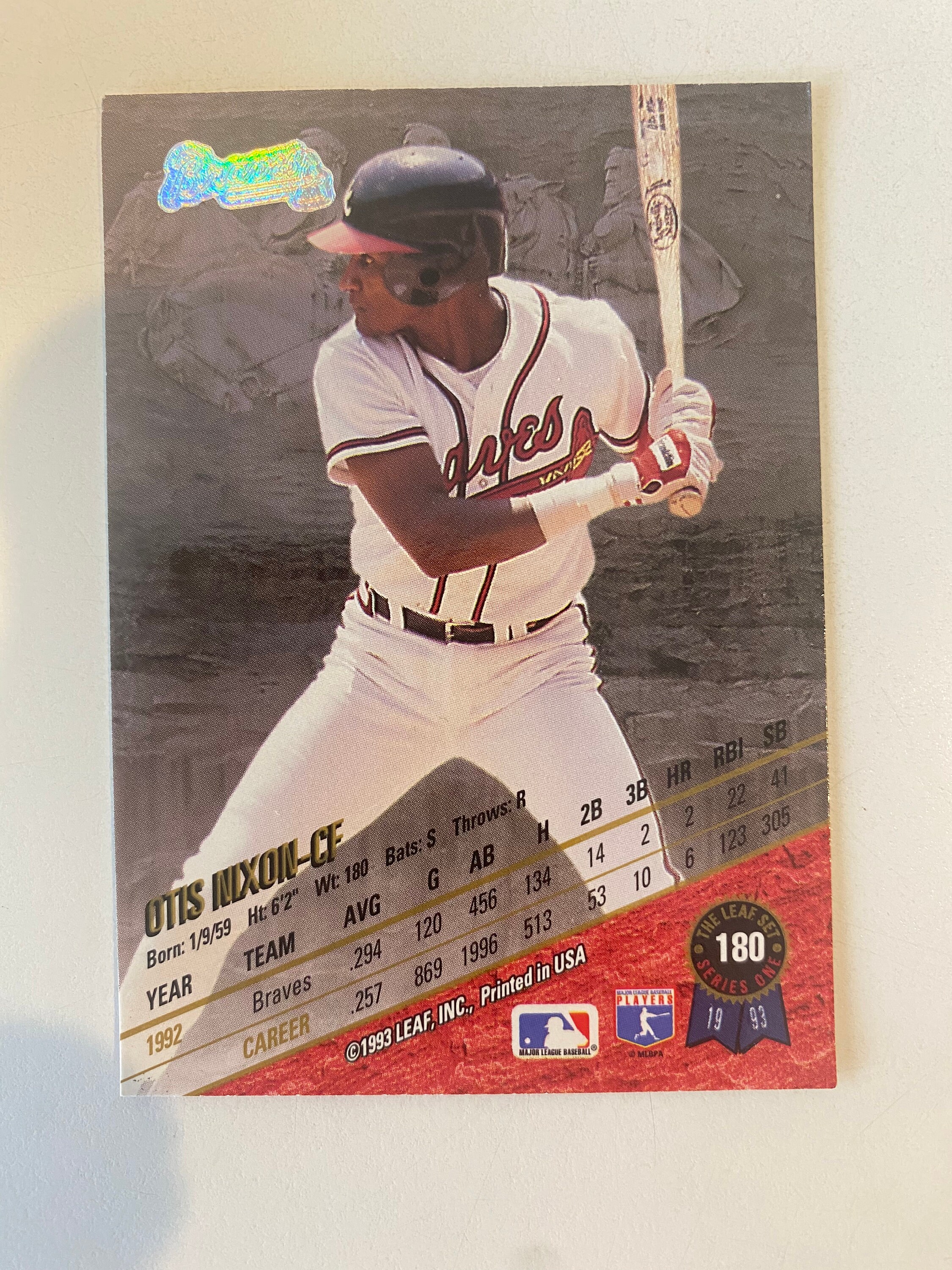 1993 Leaf Otis Nixon Gold Leaf Baseball Card 180 - Etsy