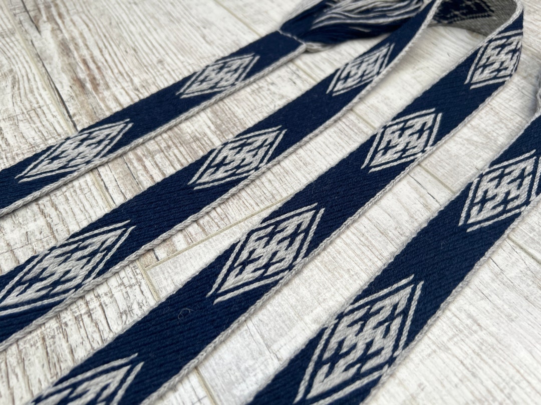 Tablet Woven Belt Snartemo V Pattern for Viking Costume, Blue and Grey ...