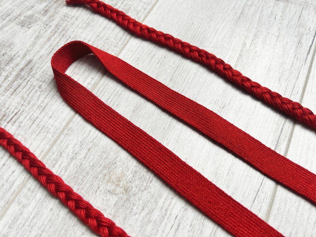 Hand Woven Tablet Weaving Silk Classic Red Headband Trim for ...