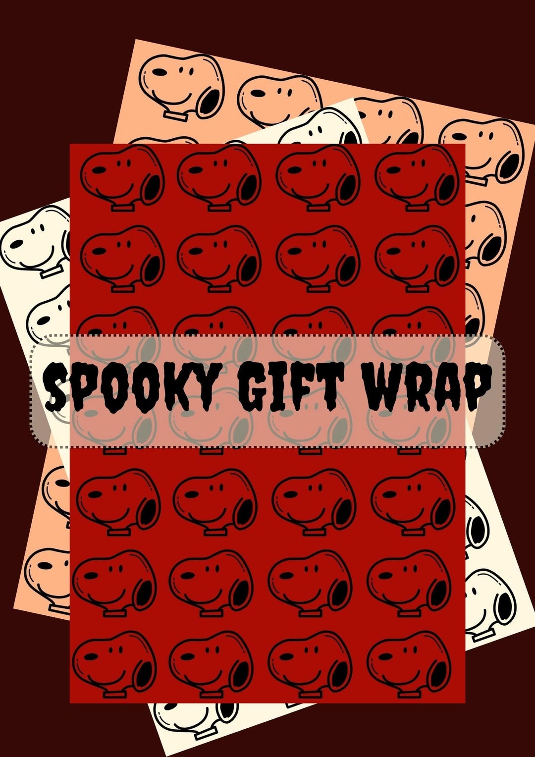 Snoopy Halloween Gift Wrap for Halloween Spooky, Spooky Halloween Red ...