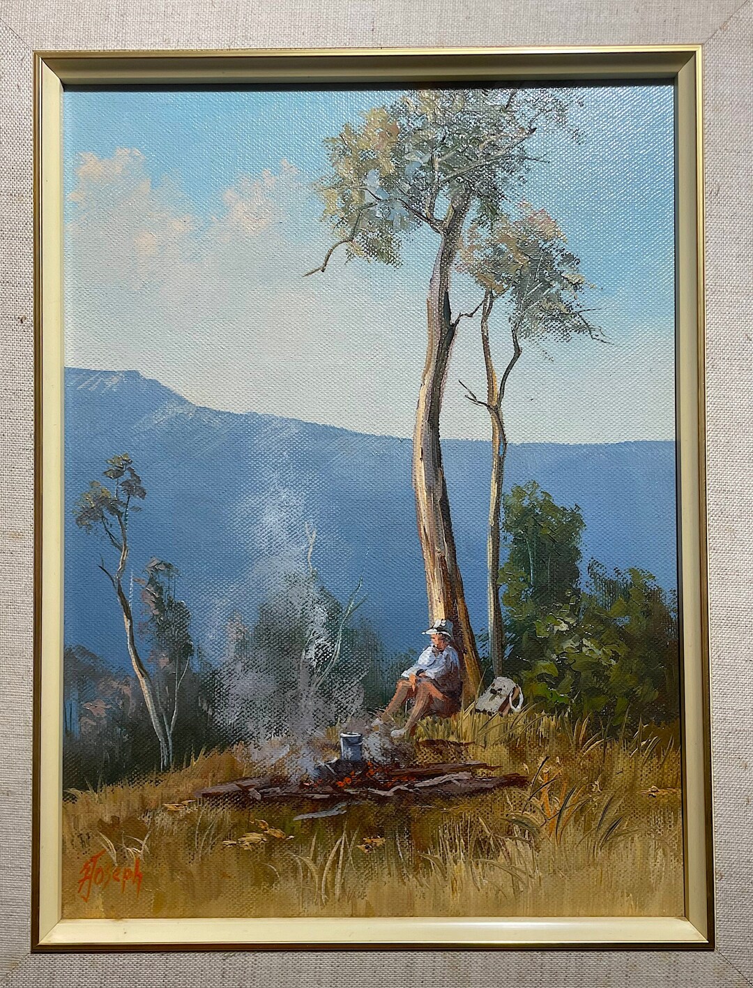 FAY JOSEPH (1939 - ) Original Oil Painting on Canvas - Title: Tea Break ...