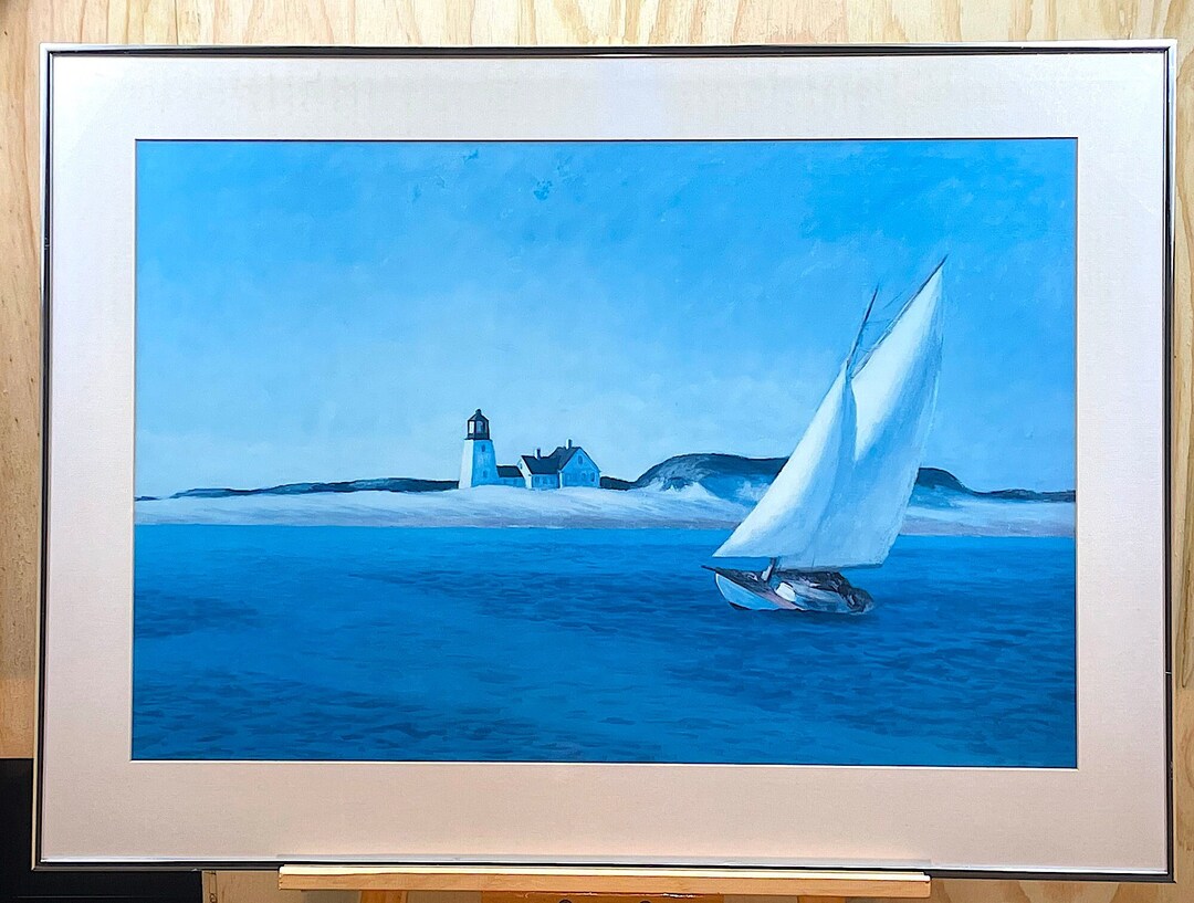 Framed Vintage Sailing Lithograph – Coastal Beach House Art (63cm X ...