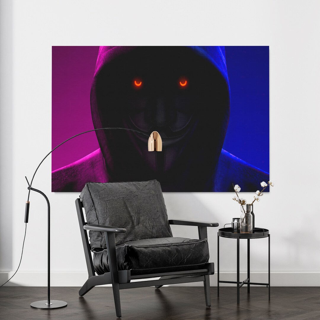 Anonymous Mask Wall Art, Hacker Wall Decor, Anonymous Decor, Vendetta ...
