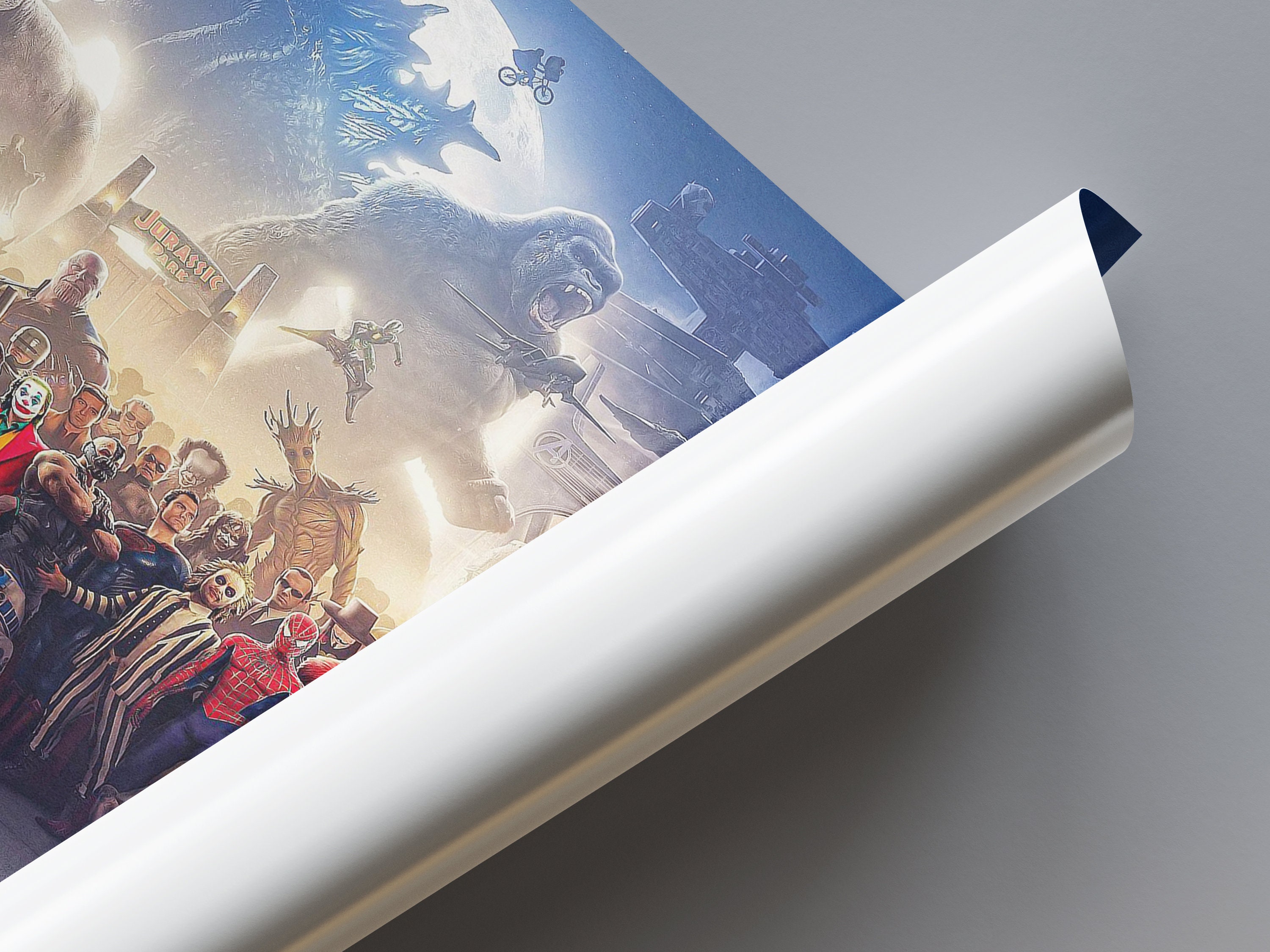 150 Movie Blockbuster Characters Panorama Art, New Superhero's Wall Art ...
