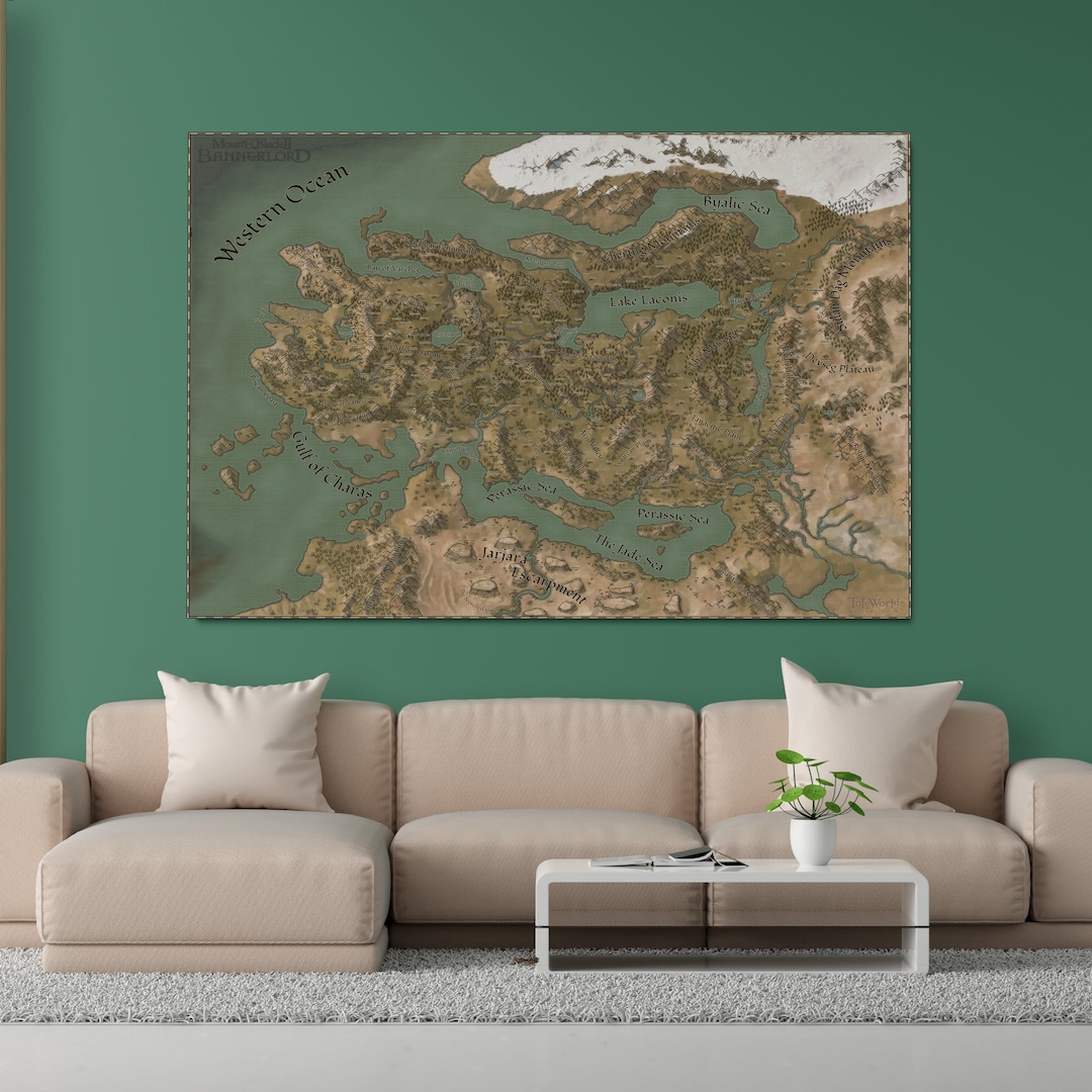 Bannerlord Map Art, Mount and Blade Map Canvas, Gaming Map Canvas, Map ...