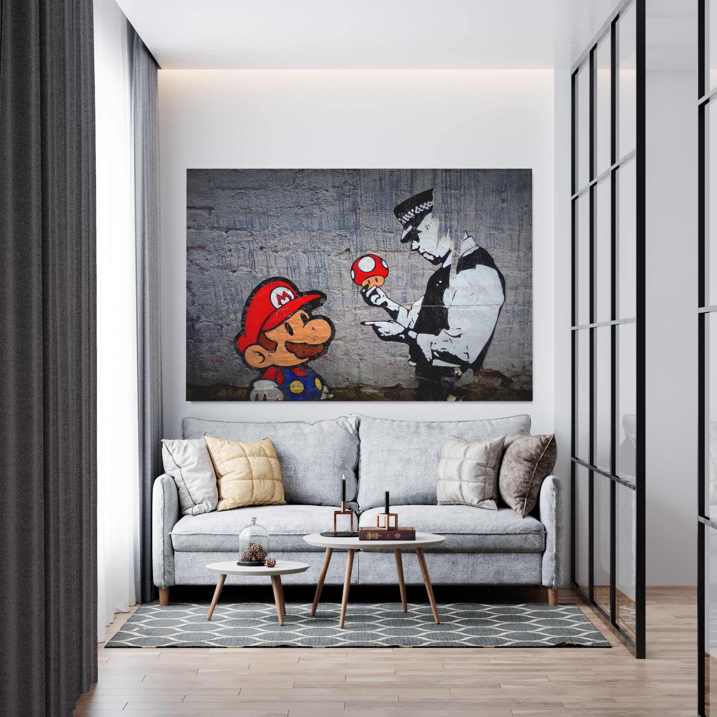 Banksy Wall Art Mario Banksy Canvas Banksy Super Mario Wall - Etsy