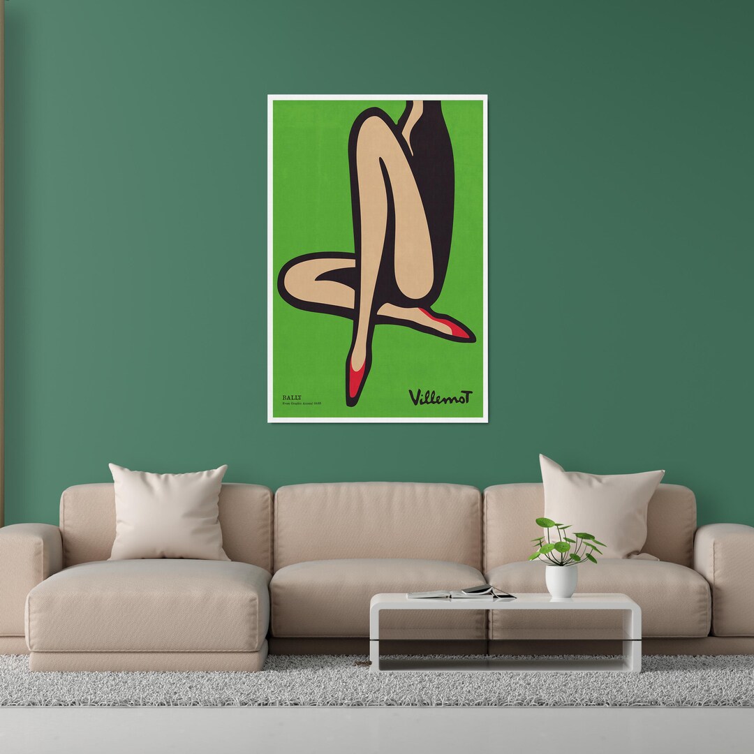Bally Green Art Deco Canvas and Poster, Mid-sixties Vintage Print ...
