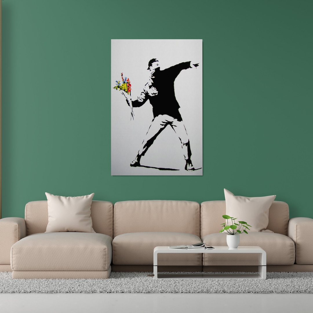 BANKSY Throwing Flowers, Graffiti Art, Banksy Flower Bomber, Banksy ...