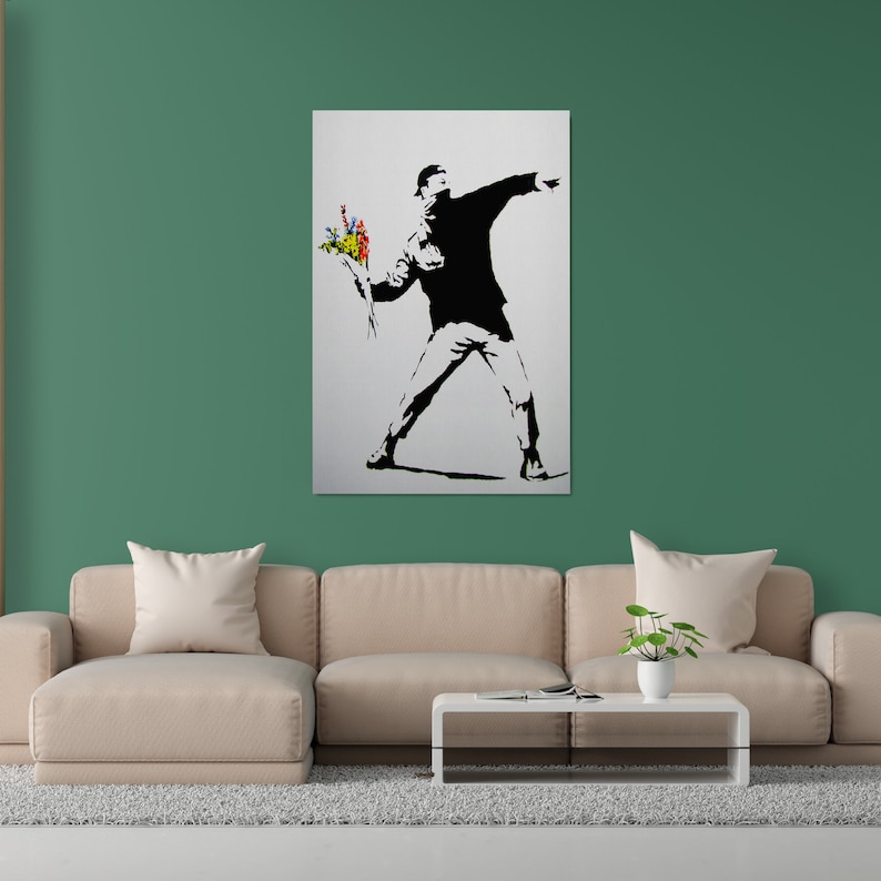 BANKSY Throwing Flowers Graffiti Art Banksy Flower Bomber - Etsy