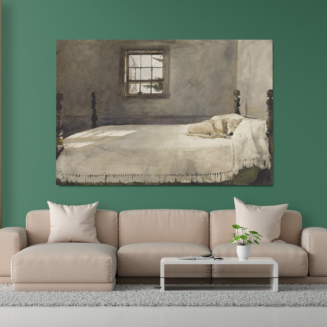 ANDREW WYETH Master Bedroom Dog Sleeping in Bed, Dinning Room Wyeth ...