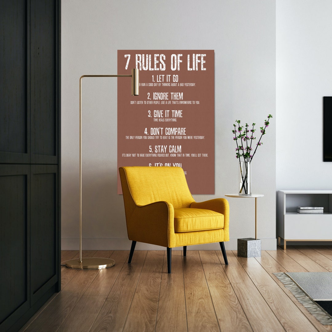 7 Rules of Life Motivational Quotes Wall Art, Inspirational Quotes ...