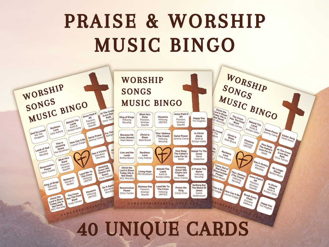 Christian Music Bingo | Praise & Worship Songs Bingo | Easter Music ...