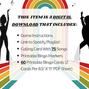 70s Music Bingo Game | 60 Printable Cards (digital Download) - Etsy