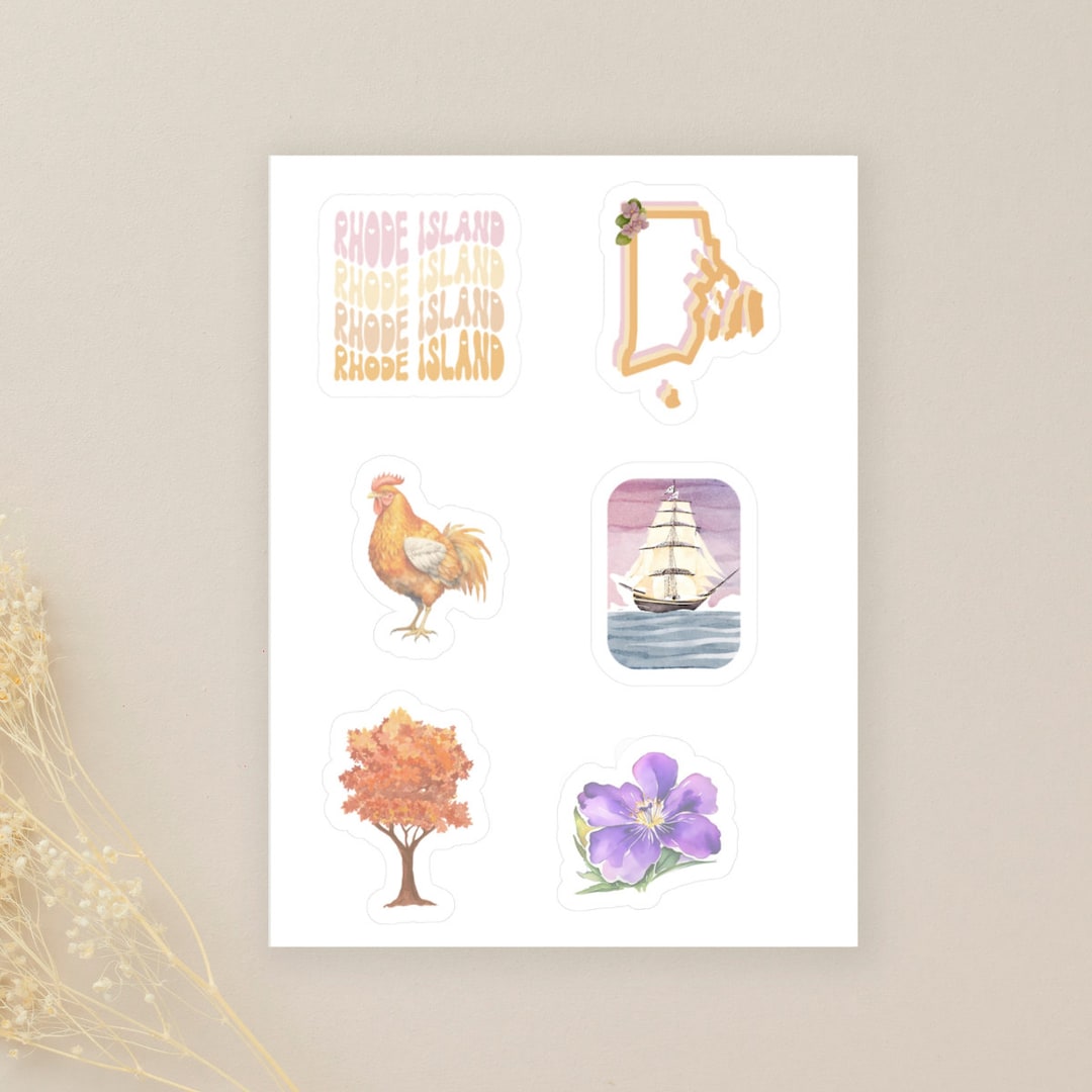Rhode Island Sticker Sheet | Rhode Island State Symbols | 6 Kiss-cut ...