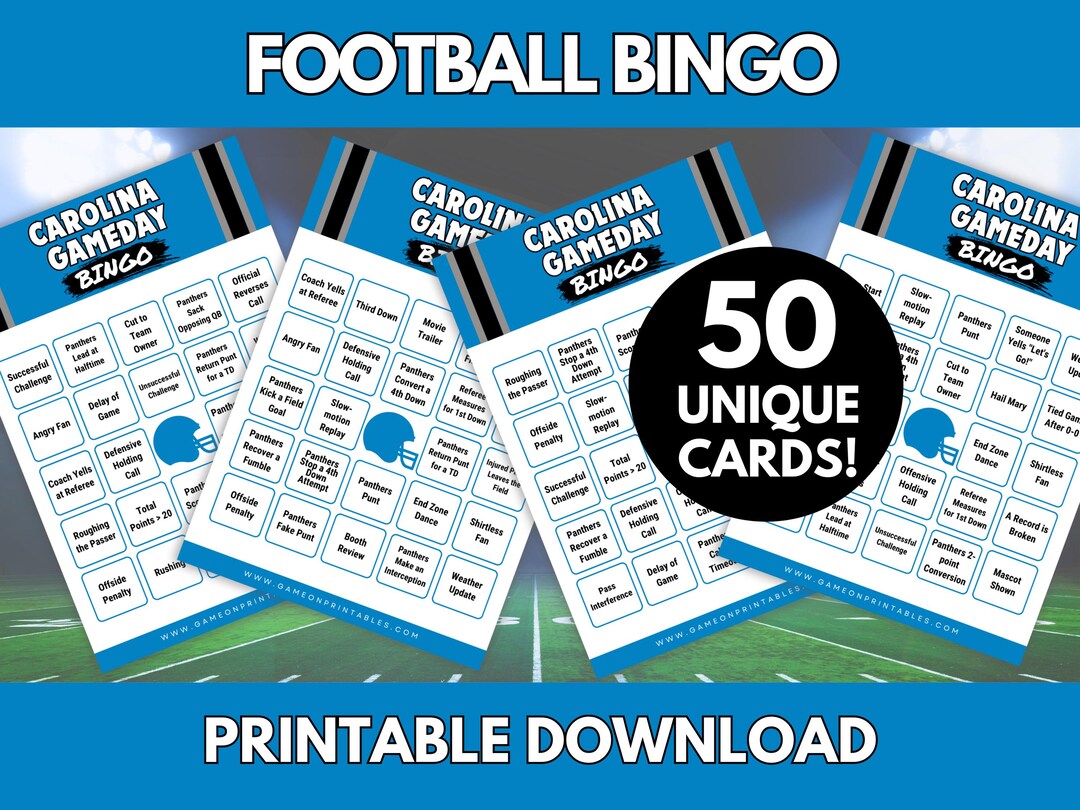 Carolina Football Bingo Game: 50 Printable Cards (digital Download - Etsy
