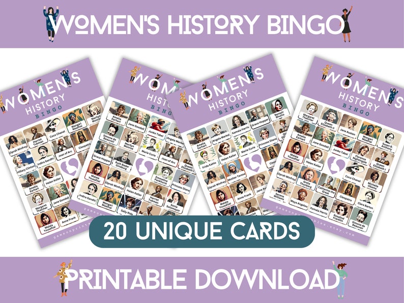 Women's History Month Bingo Game International Women's Day Bingo 20 ...