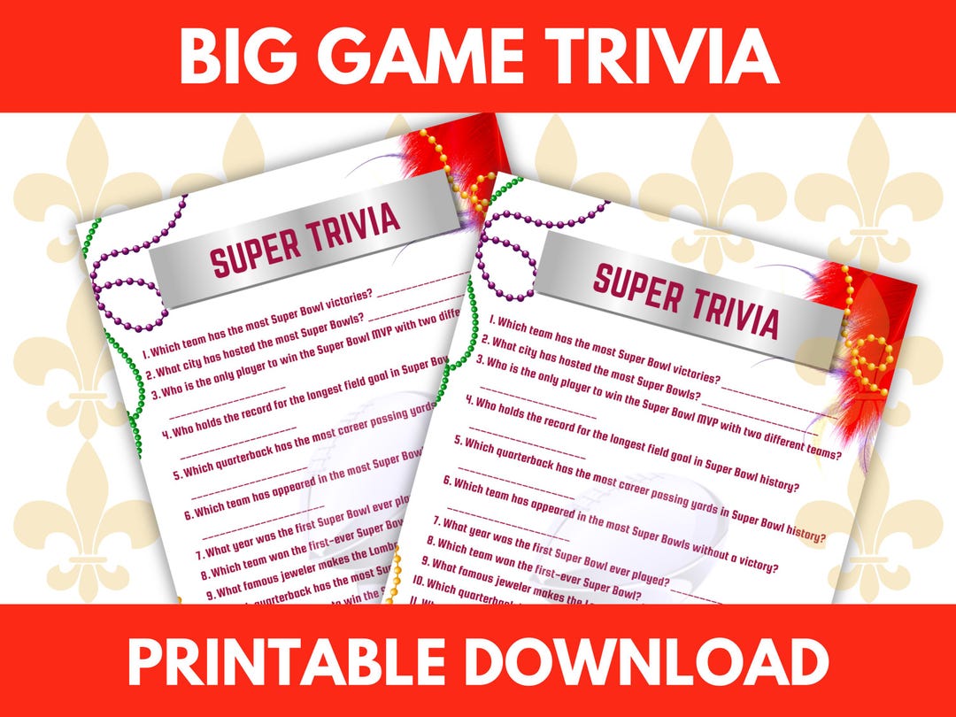 Football Trivia | the Big Game Trivia | Play on Sunday 2025 | LIX NOLA ...