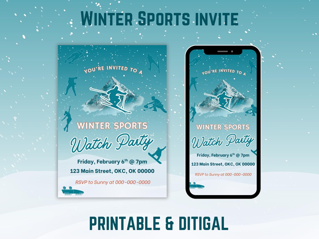 2026 Winter Sports Watch Party Invite | Printable, Digital Invitation ...