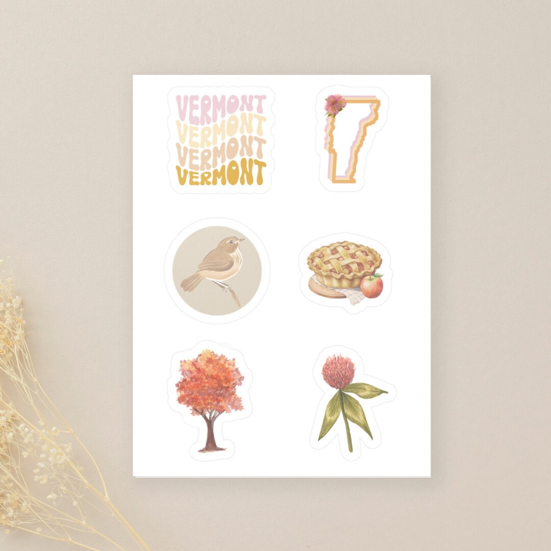Vermont Sticker Sheet | Vermont State Symbols | 6 Kiss-cut Vinyl ...