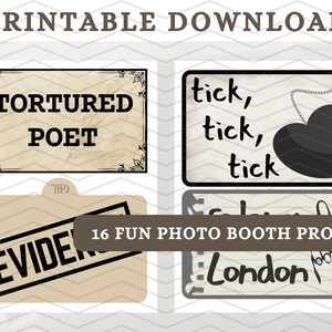 Tortured Poets Dept. Photo Booth Props | Tortured Poet Party Props ...