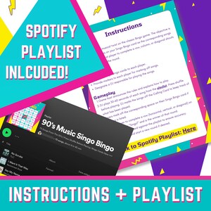 90s Music Bingo With Playlist, 60 Bingo Cards, Singo, 90s Bingo, 1990s ...