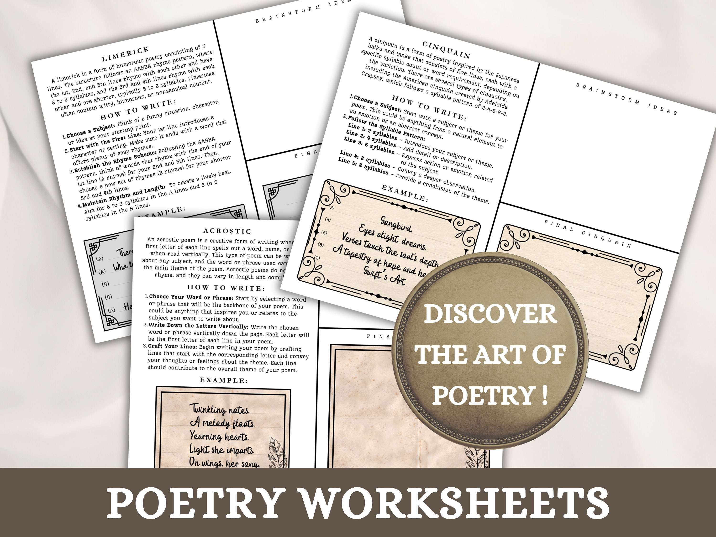 Poetry Worksheets | Poetry Party Activity | How to Write an Acrostic ...