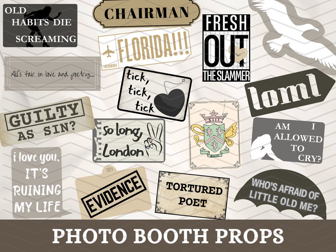 Tortured Poets Dept. Photo Booth Props | Tortured Poet Party Props ...
