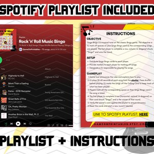 Rock Music Bingo | Rock and Roll Music Bingo With Playlist | 100 Bingo ...