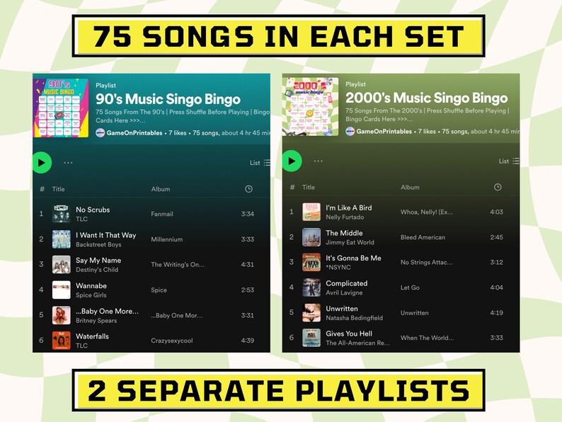 90s & 2000s Music Bingo: 20 Card Set, Party Games (digital Download) - Etsy