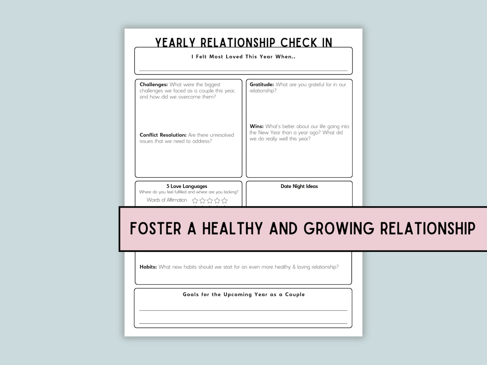 Yearly Relationship Review | Couples Check in | Year in Review ...