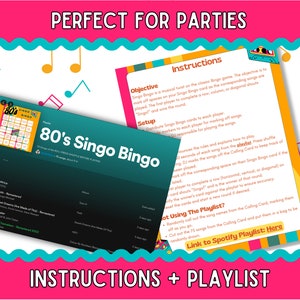80s Music Bingo With Playlist, 40 Bingo Cards, Singo, 80s Bingo, 1980s ...