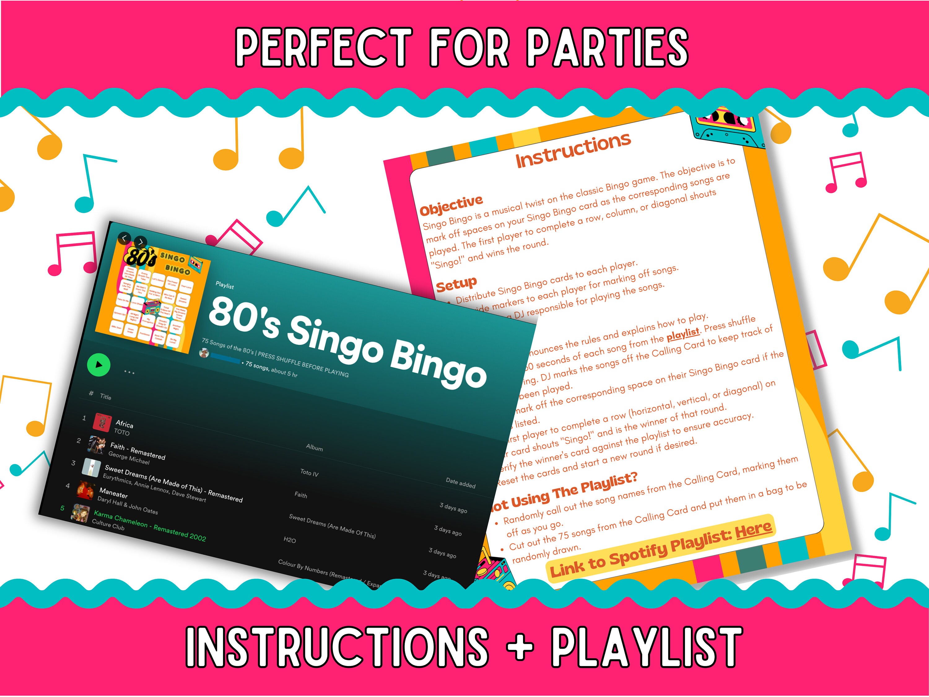 80s Music Bingo With Playlist, 40 Bingo Cards, Singo, 80s Bingo, 1980s ...