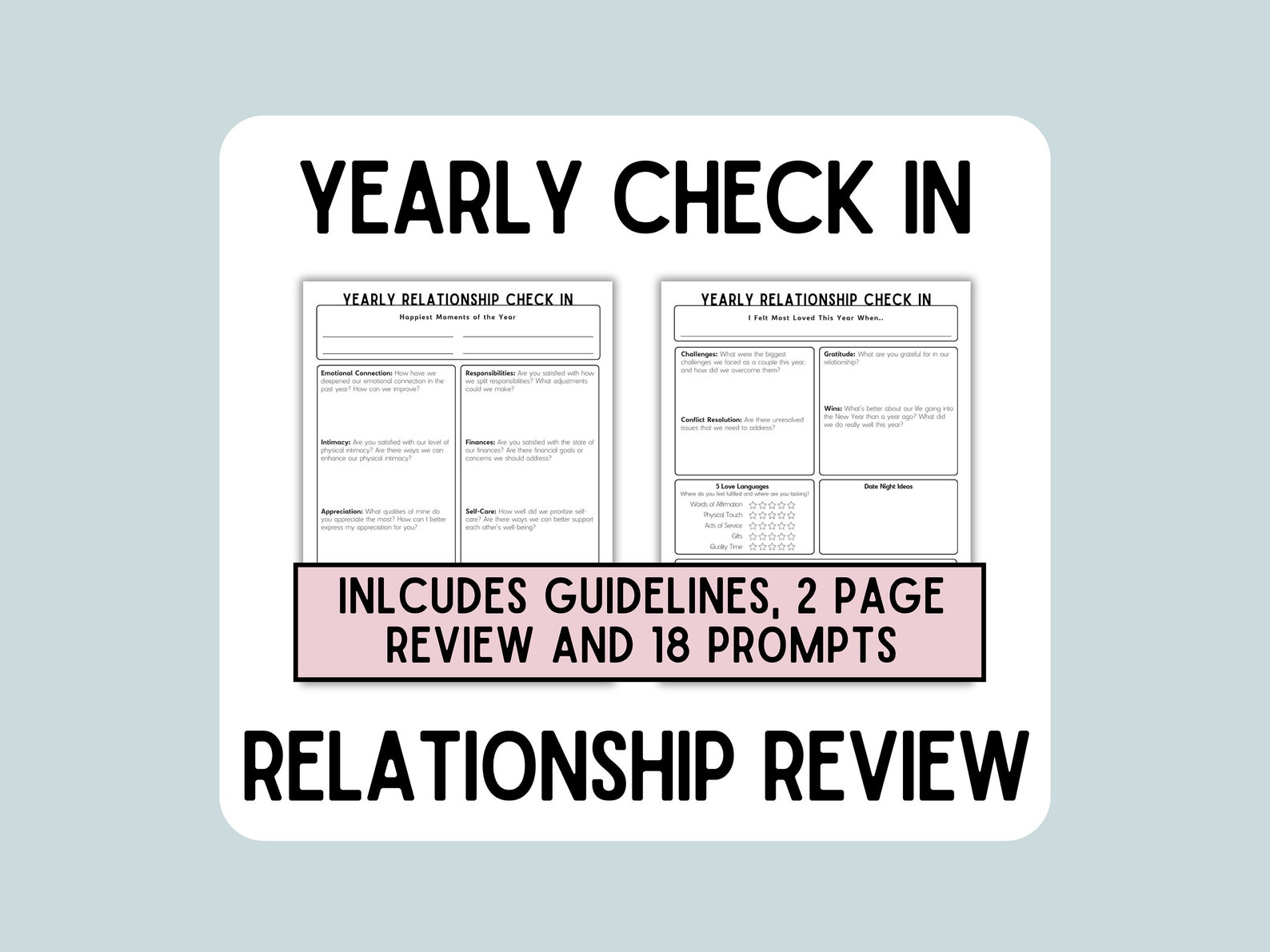 Yearly Relationship Review | Couples Check in | Year in Review ...
