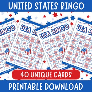 United States Bingo | 50 US State Capital Flash Cards | 40 Educational ...