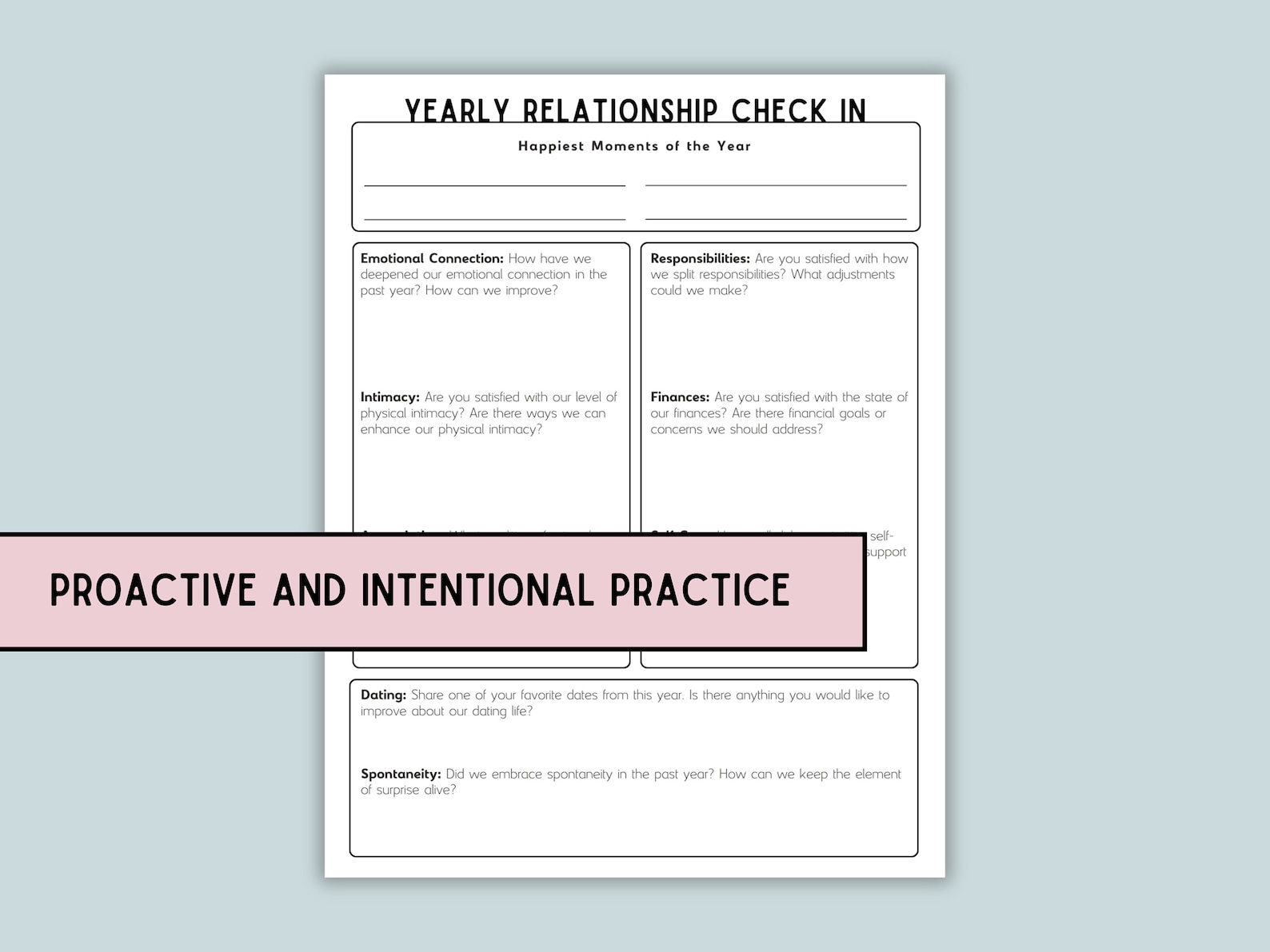 Yearly Relationship Review Couples Check in Year in Review Marriage ...