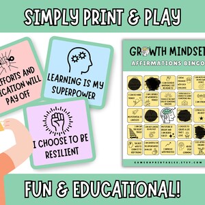 Growth Mindset Affirmations Bingo | 48 Affirmation Cards | 16 ...
