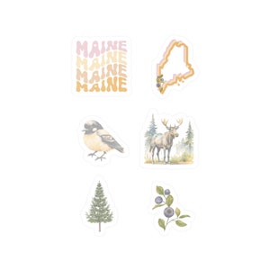 Maine Sticker Sheet | Maine State Symbols | 6 Kiss-cut Vinyl Sticker ...