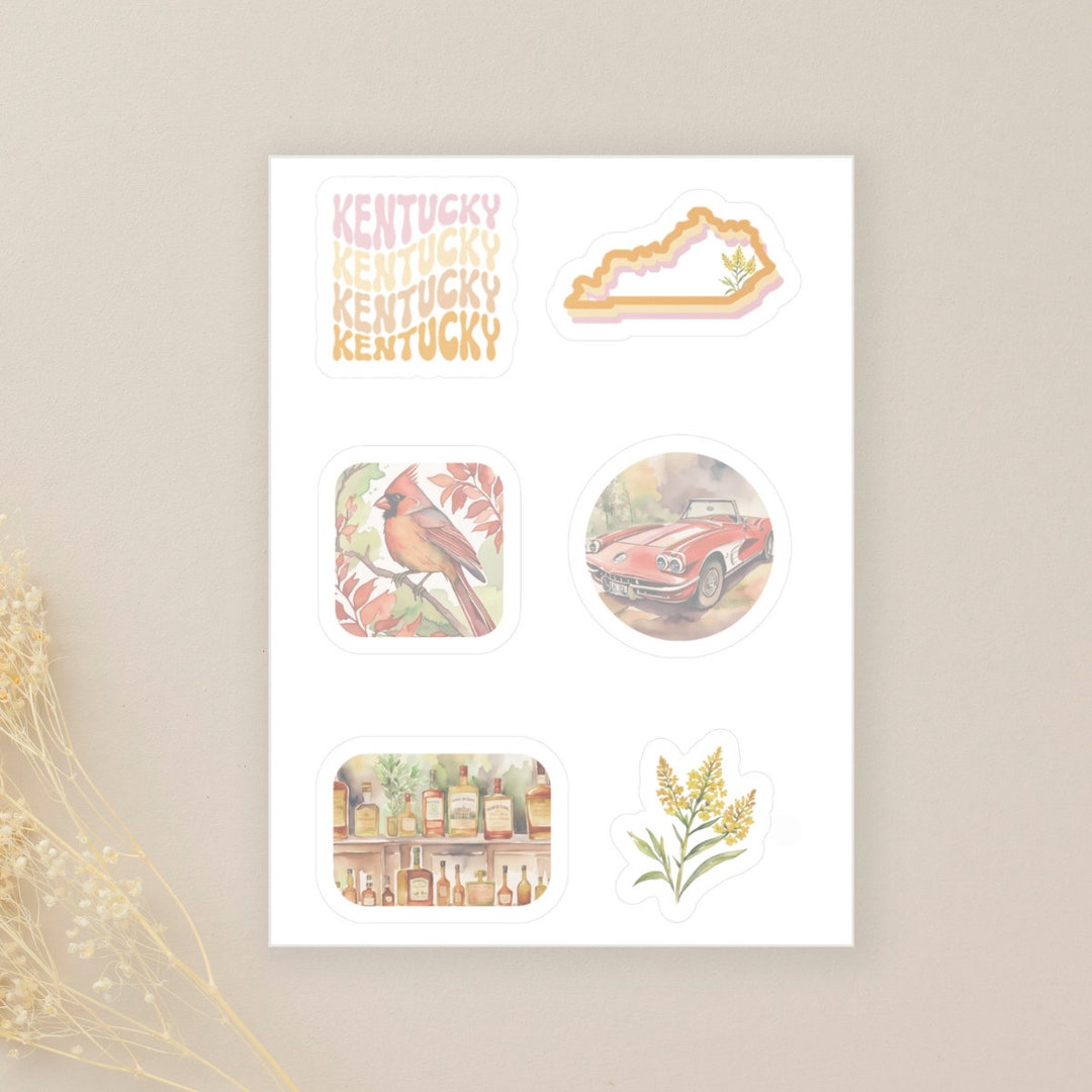 Kentucky Sticker Sheet | Kentucky State Symbols | 6 Kiss-cut Vinyl ...