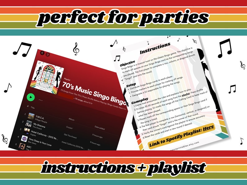 70s Music Bingo | 40 Printable Cards, Party Game (digital Download) - Etsy