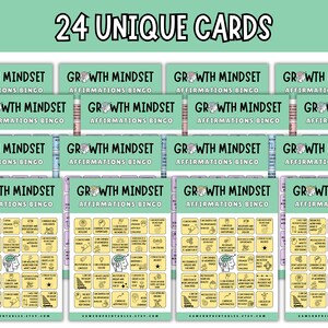 Growth Mindset Affirmations Bingo | 48 Affirmation Cards | 24 ...