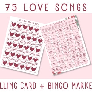 Love Songs Music Bingo, Mother's Day Bingo Game, Galentines Bingo ...