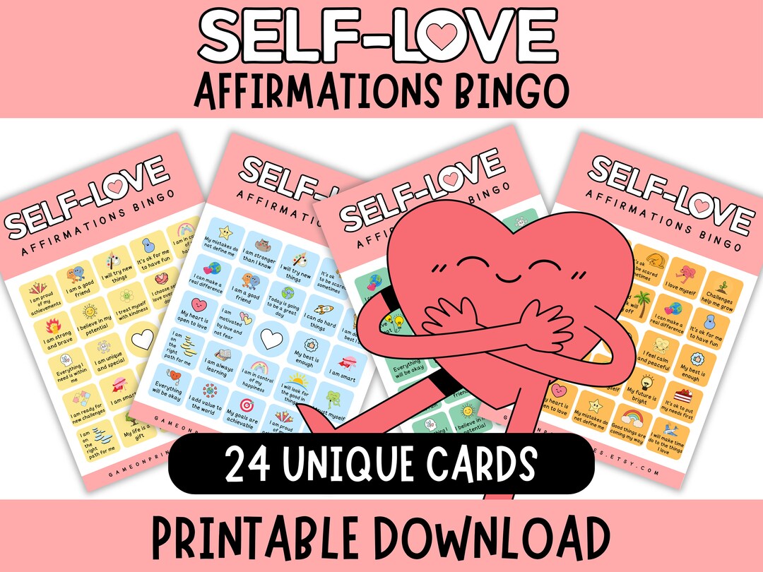 Self-love Affirmations Bingo | 48 Positive Affirmation Cards for Kids ...