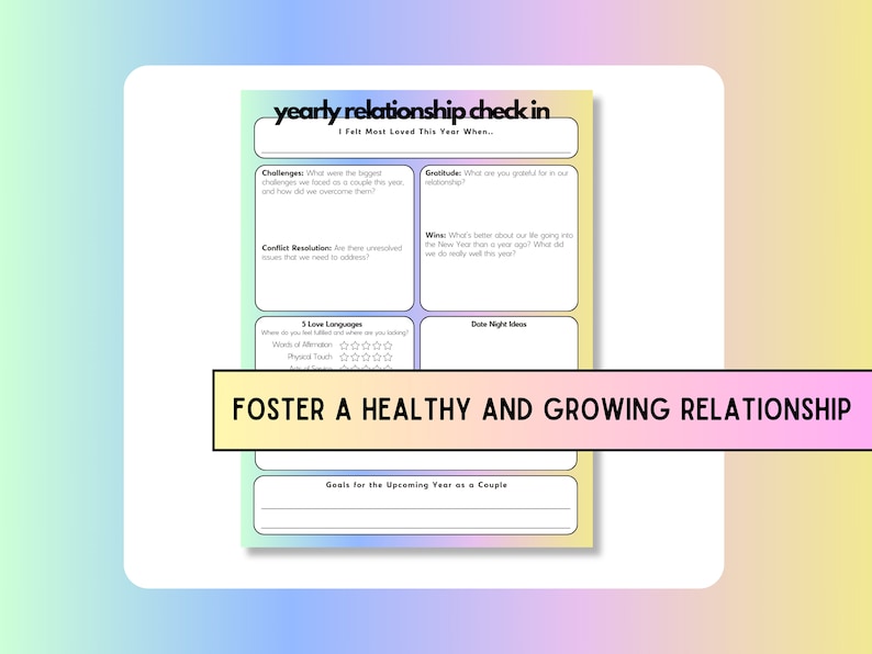 Yearly Relationship Review Couples Check in Year in Review Marriage ...