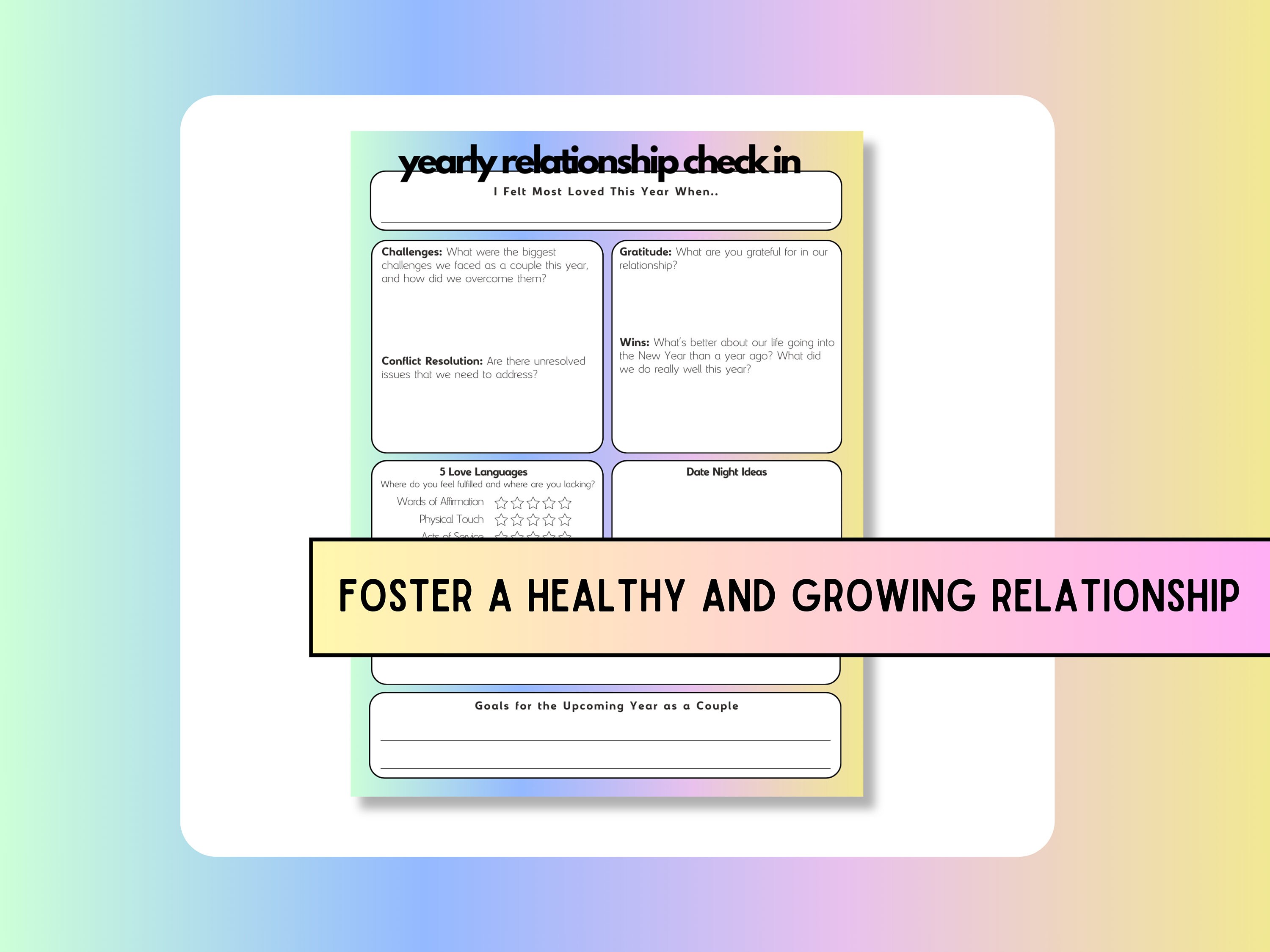 Yearly Relationship Review Couples Check in Year in Review Marriage ...