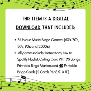 Music Bingo - 5 Pack | 60s, 70s, 80s, 90s, 2000s Music Bingo | 5 ...