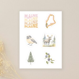 Maine Sticker Sheet | Maine State Symbols | 6 Kiss-cut Vinyl Sticker ...
