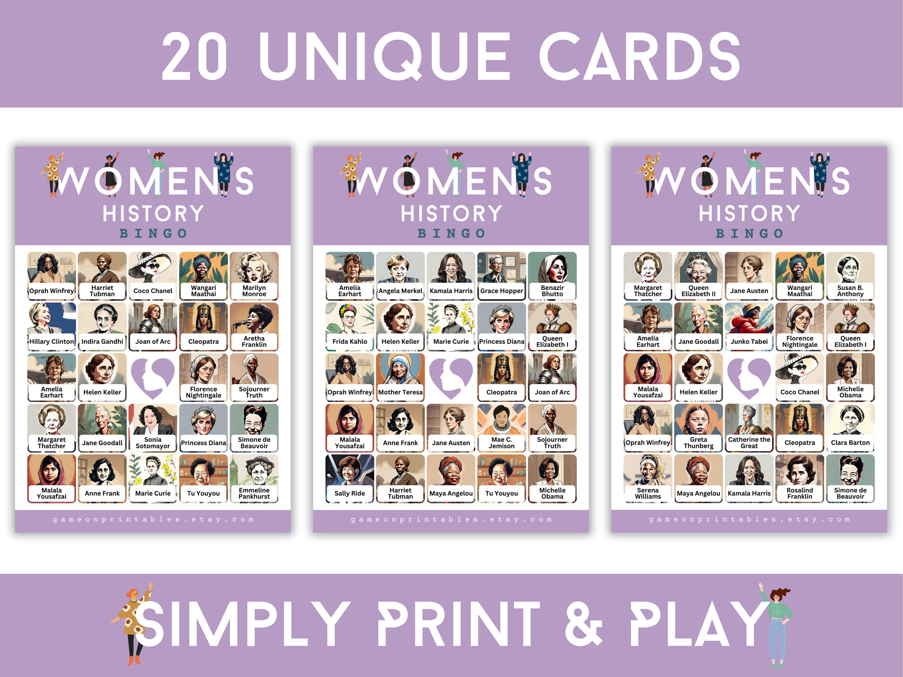 Women's History Month Bingo Game International Women's Day Bingo 20 ...