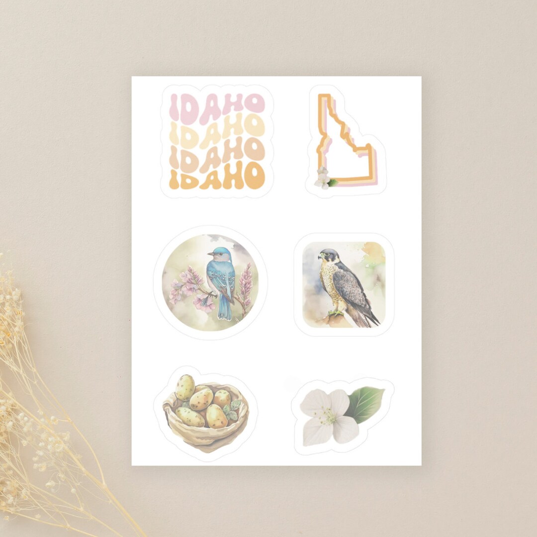 Idaho Sticker Sheet | Idaho State Symbols | 6 Kiss-cut Vinyl Sticker ...